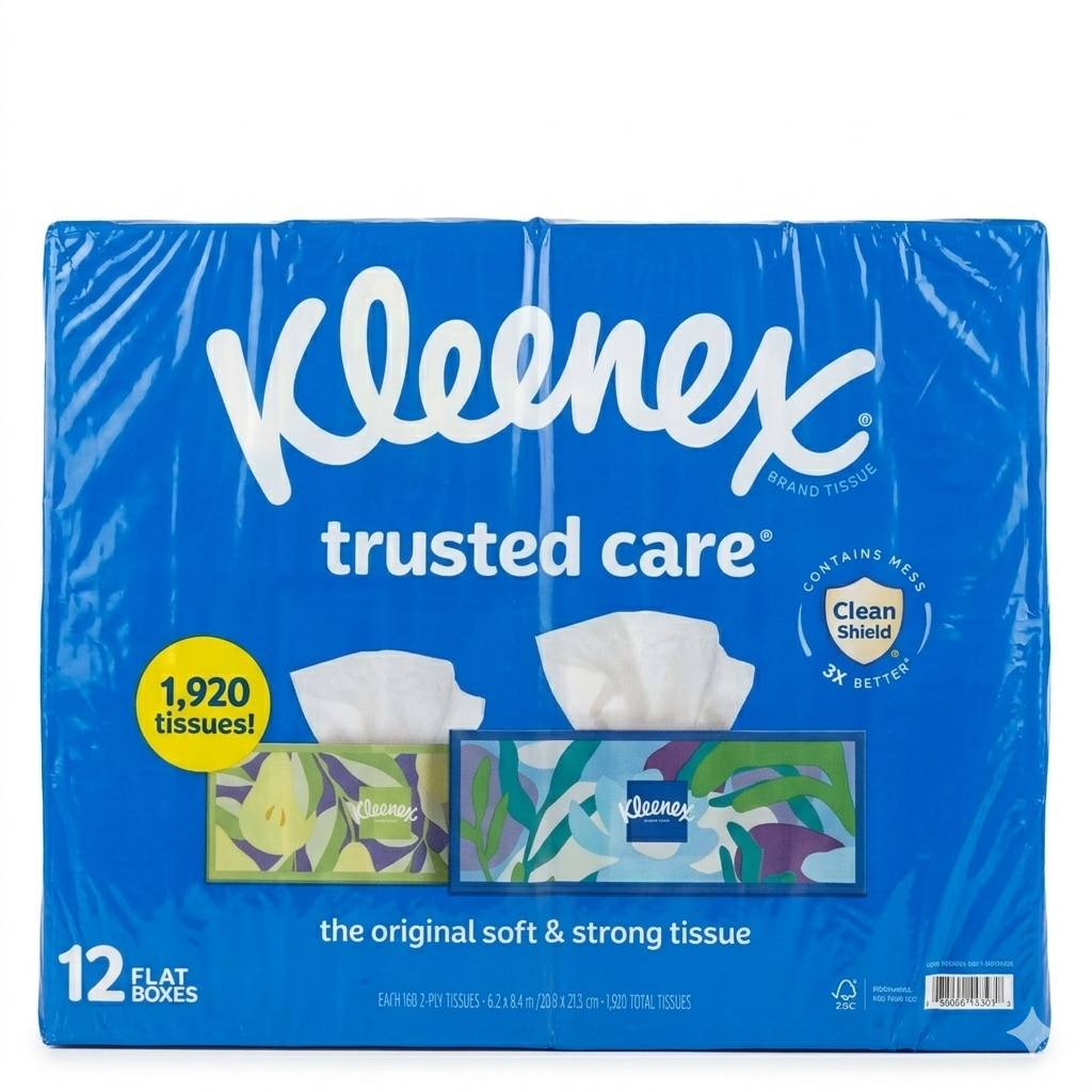 Kleenex Trusted Care Facial Tissues 12 Boxes (1) – Rite Way Wholesale