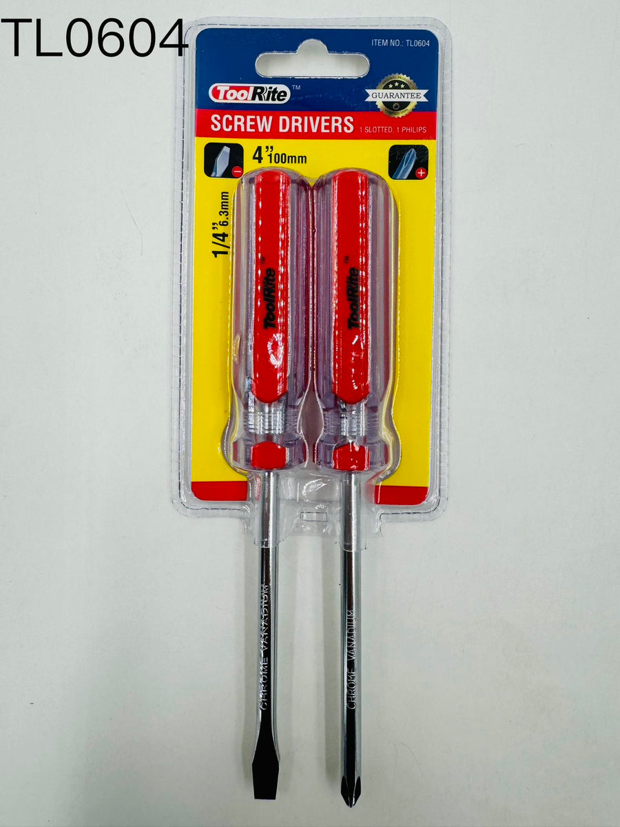TL0604- 2PC 4" Cross-head Screwdriver & Flat Blade Screwdriver(12/72 ...